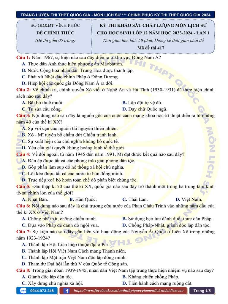 (P1) KSCL láº§n 1 sá» VÄ©nh PhÃºc nÄ m 2024 | PDF