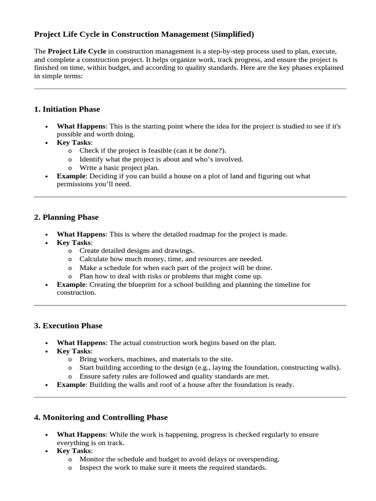Project Life Cycle in Construction Management | PDF | Occupational ...