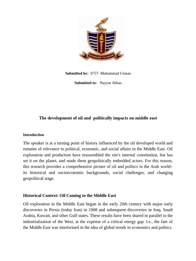 Oil's Impact on Middle Eastern Politics | PDF | Opec | Petroleum