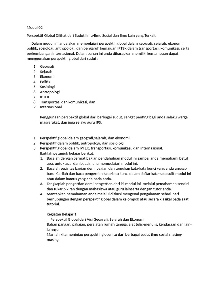 Modul 02 PERSPEKTIF GLOBAL | PDF