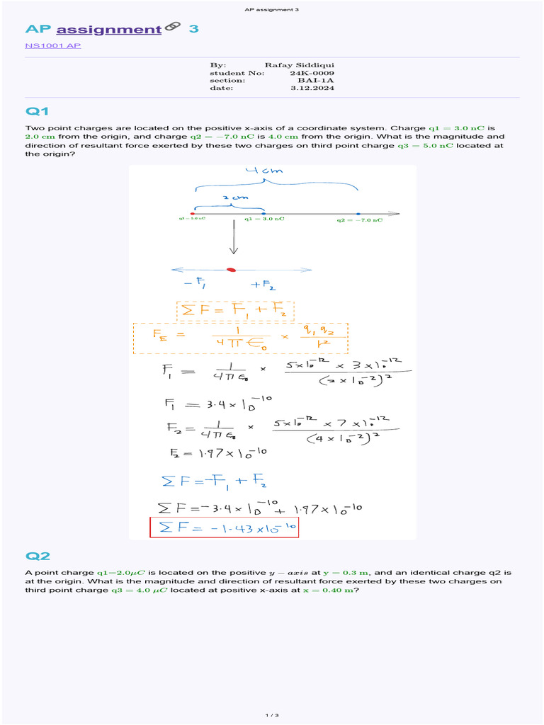 AP Assignment 3-1733298083394 | PDF | Force | Physical Sciences
