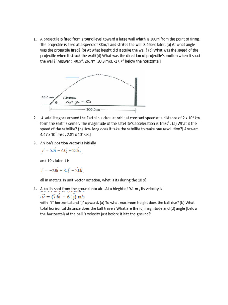 Practice Problem Motion in 2D | PDF