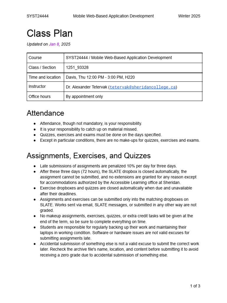 SYST24444 - 93328 - Class Plan | PDF | Computing | Information Technology
