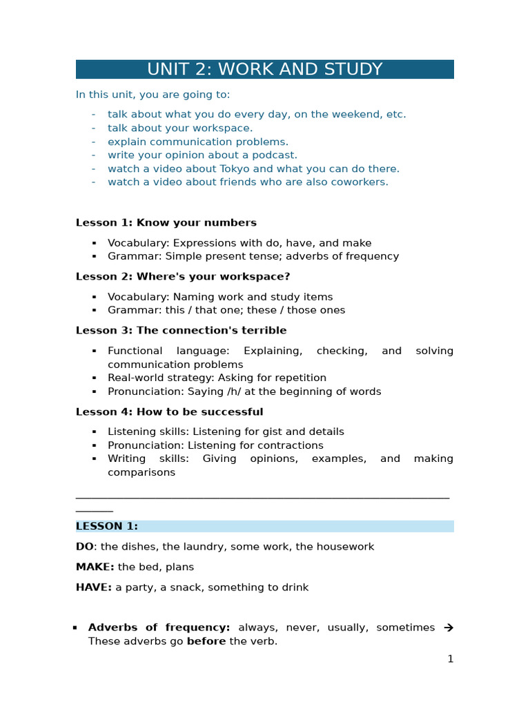 Unit 2 - Evolve b1 | PDF | Lunch | Plural
