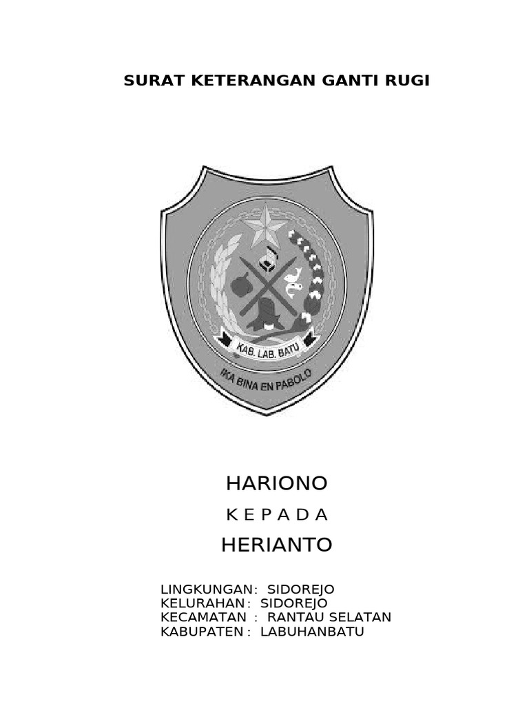 COVER SURAT KETERANGAN GANTI RUGI | PDF