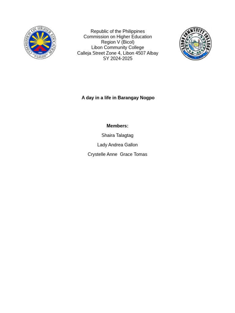 Barangay Nogpo: Life and Challenges | PDF | Agriculture | Globalization
