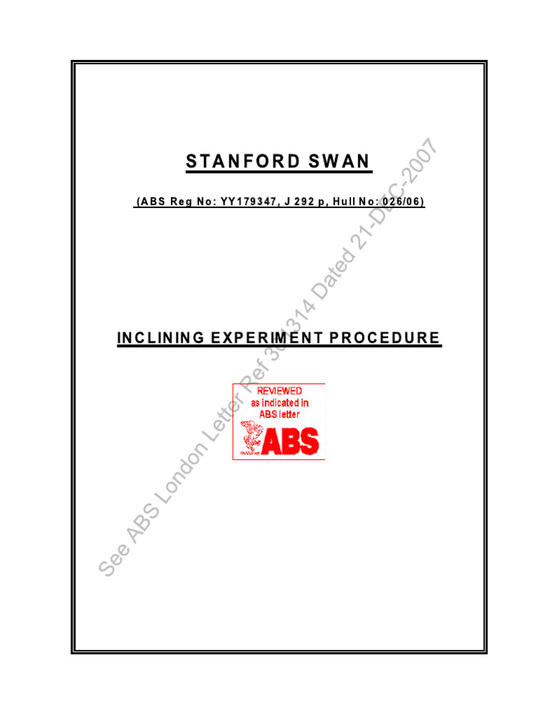 Inclining Experiment Procedure | PDF