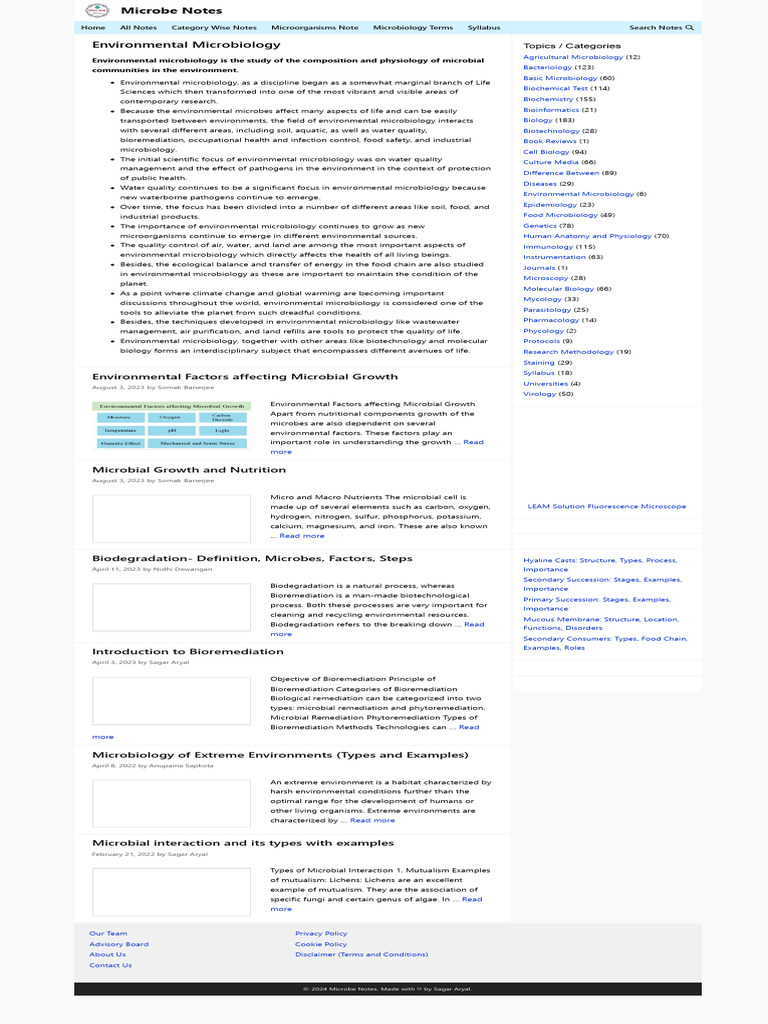 4environmental Microbiology Notes - Microbe Notes | PDF | Microbiology ...