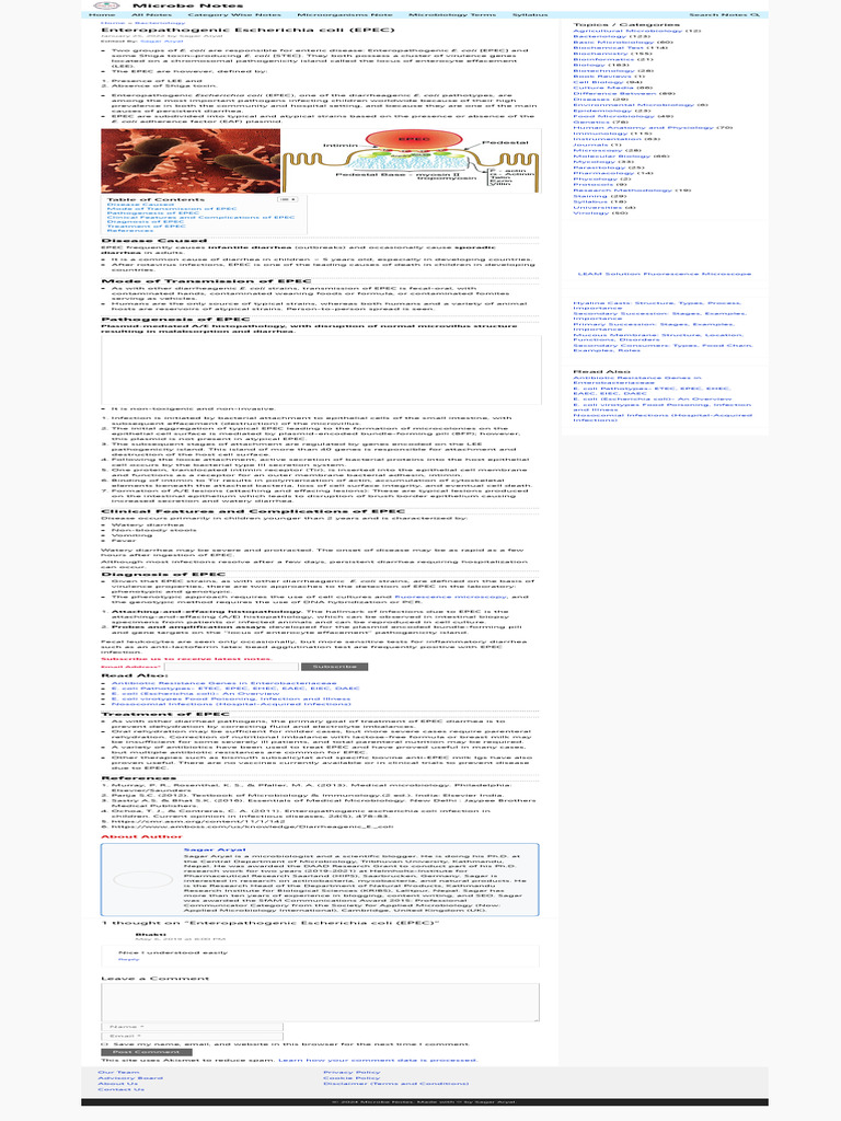4Enteropathogenic Escherichia coli (EPEC) | PDF | Microbiology | Escherichia Coli