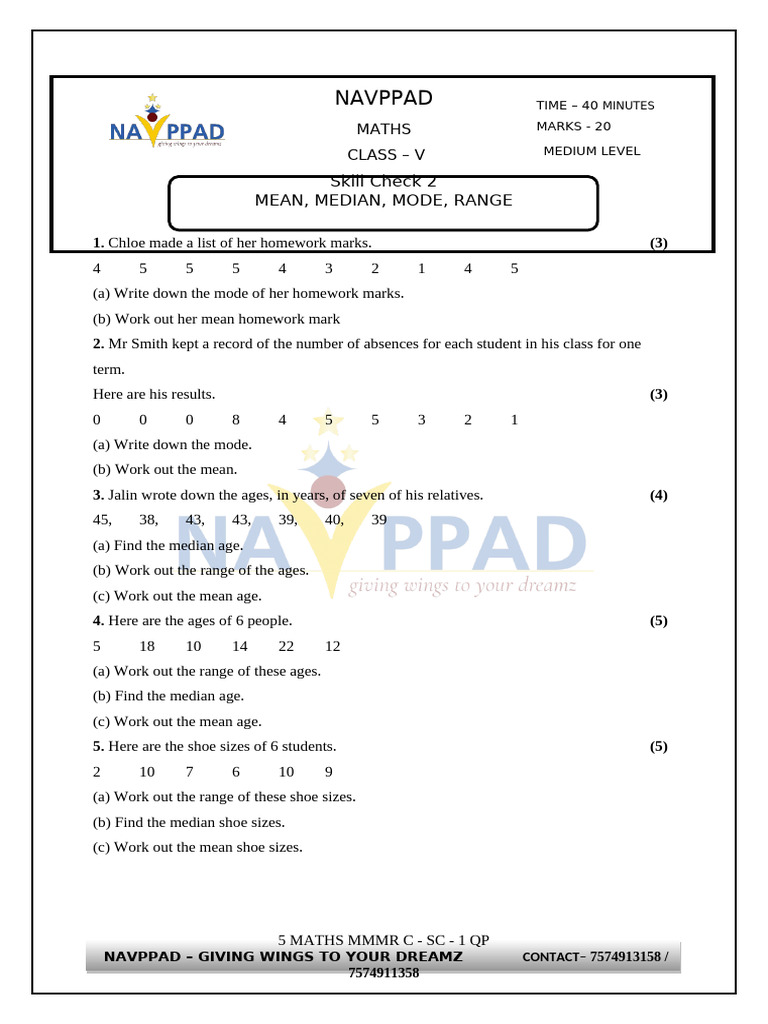 5 Maths MMMR C - SC - 2 QP | PDF