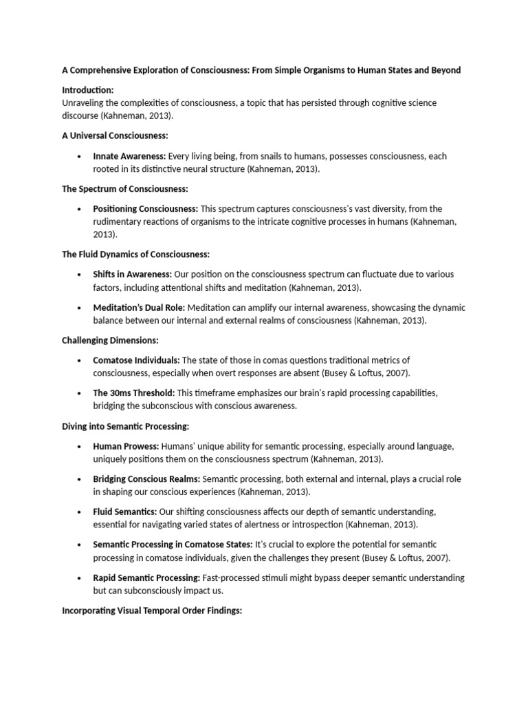 Exploring Consciousness Spectrum | PDF | Consciousness | Awareness