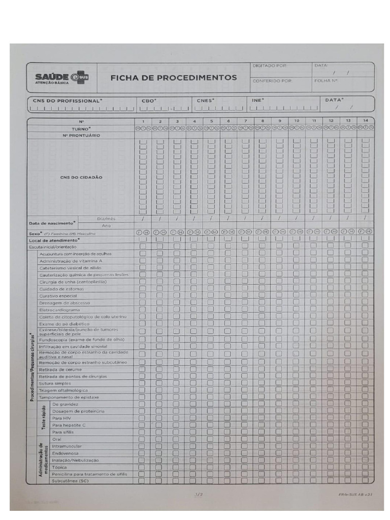 Ficha de Procedimento Esus CDS | PDF