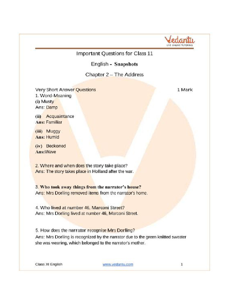 English class 11 address | PDF