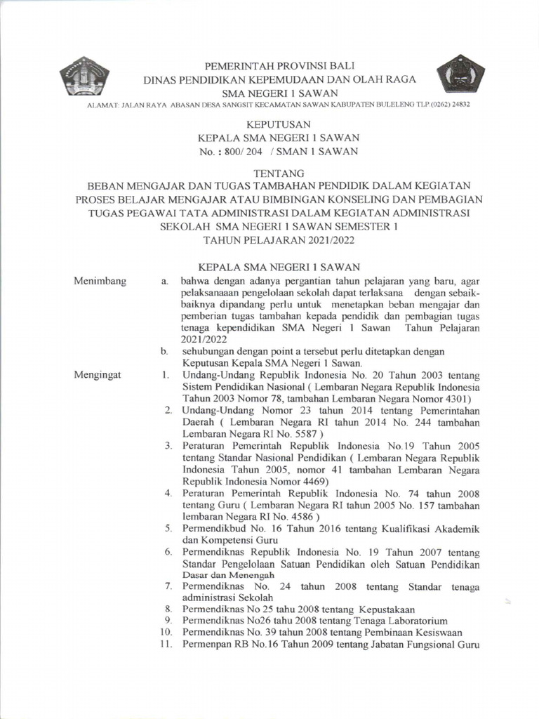 SK_BEBAN_MENGAJAR_DAN_TUGAS_TAMBAHAN_PENDIDIK_SMT_1_2021_2022 | PDF