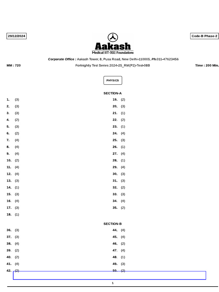 Upcoming Aakash FT Test Series | PDF