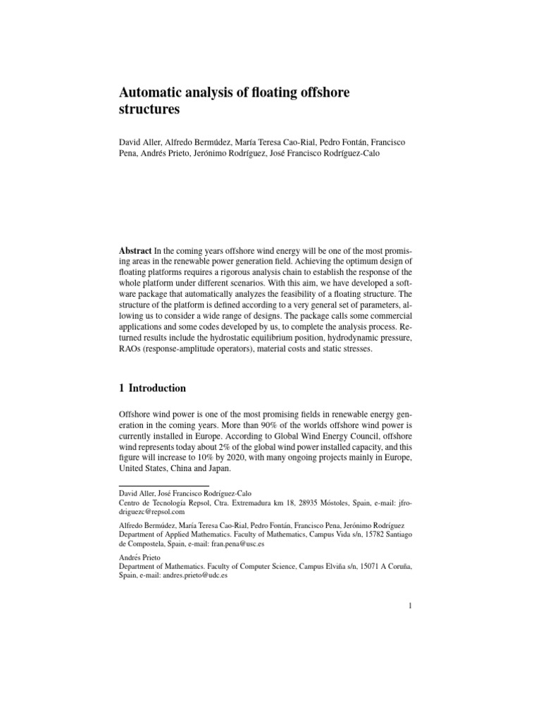 Automatic Analysis Of Floating Offshore 2 Pdf Structural Analysis