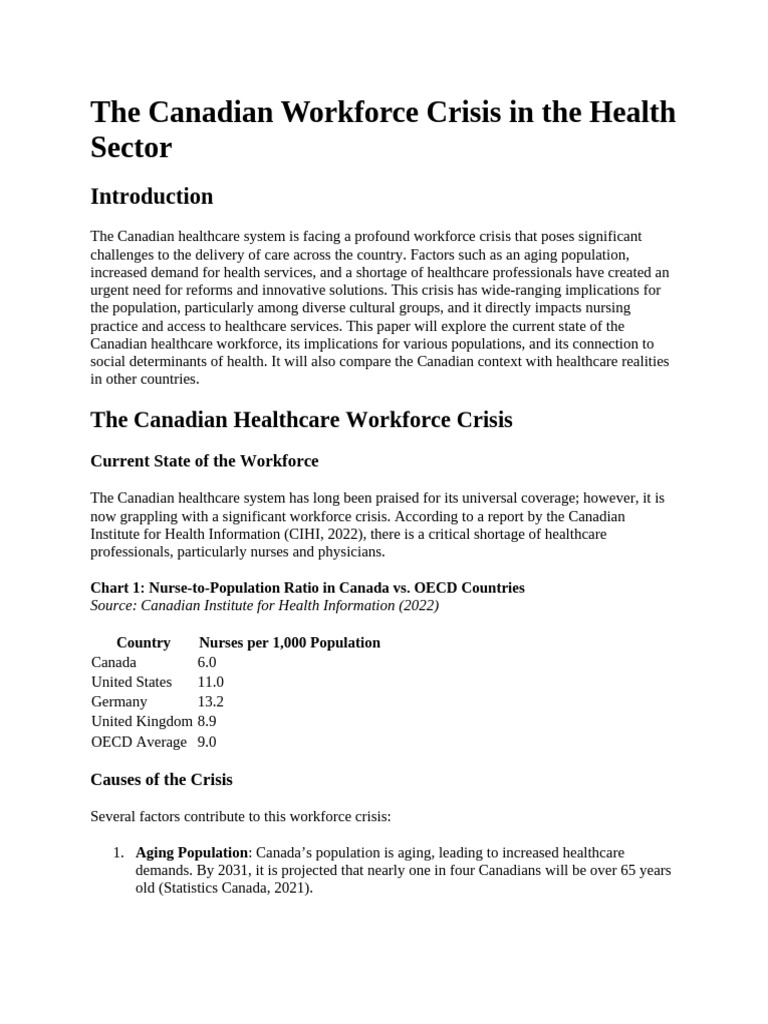 The Canadian Workforce Crisis in the Health Sector | PDF | Health Care ...