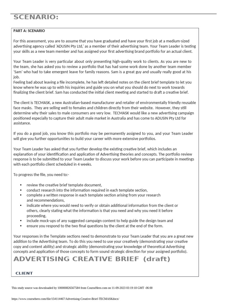 Advertising Creative Brief Template | PDF | Brand | Target Audience