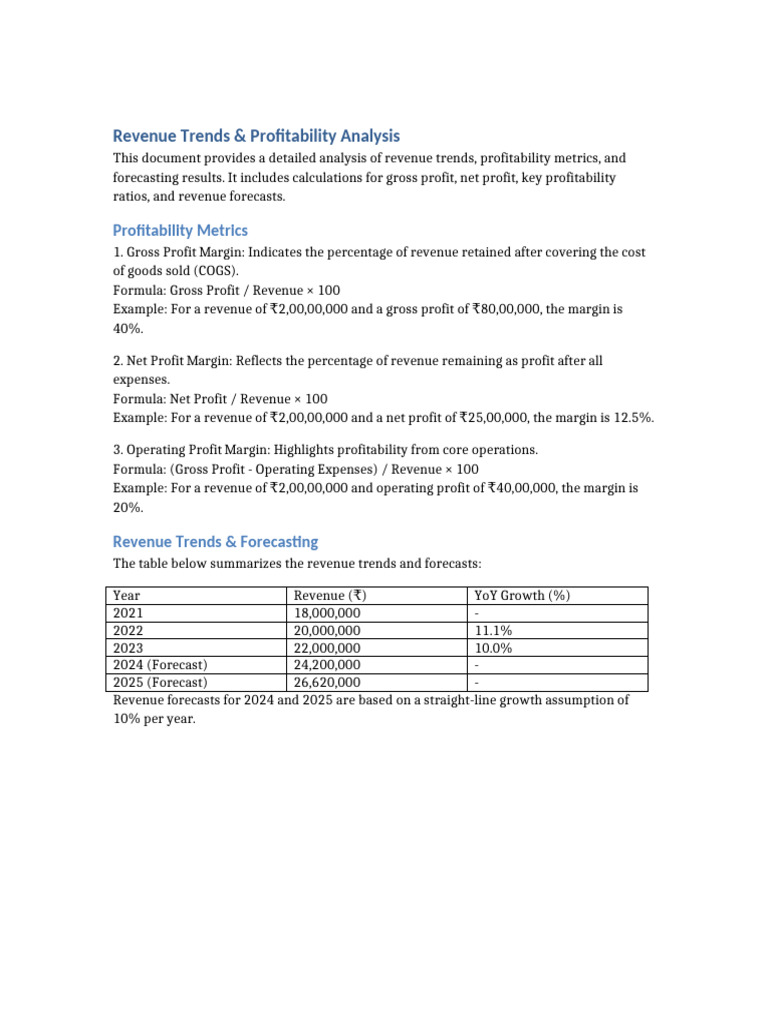 Revenue Trends and Profitability Metrics | PDF