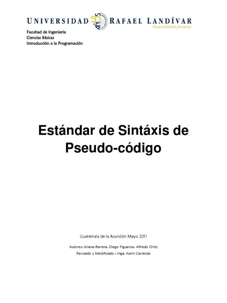 Estandar de Pseudocódigo | PDF | Algoritmos | Programación de computadoras