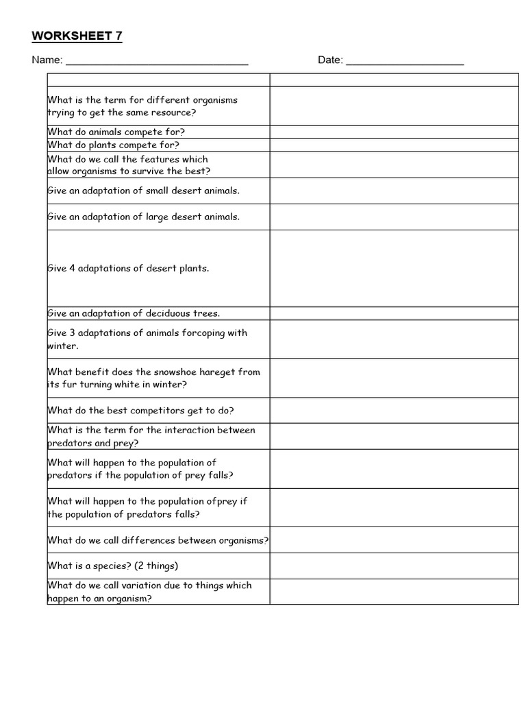 Biology Adaptations & Genetics Worksheet | PDF