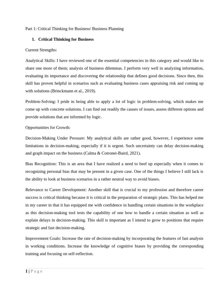 Critical Thinking On Business | PDF | Decision Making | Critical Thinking