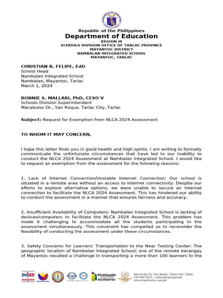 Letter of Explanation | PDF