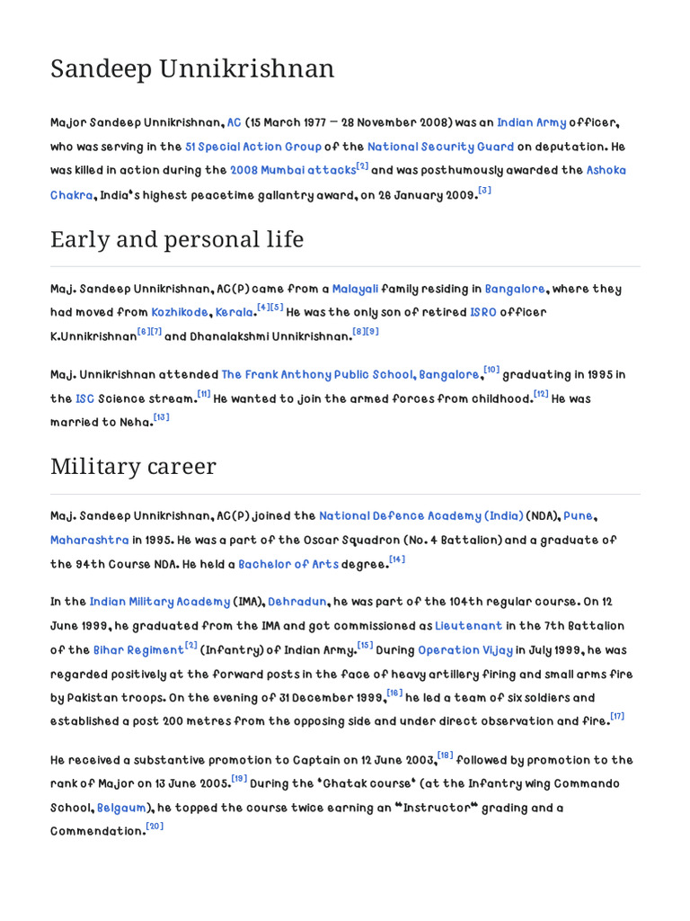 Sandeep Unnikrishnan - Wikipedia | PDF | Military
