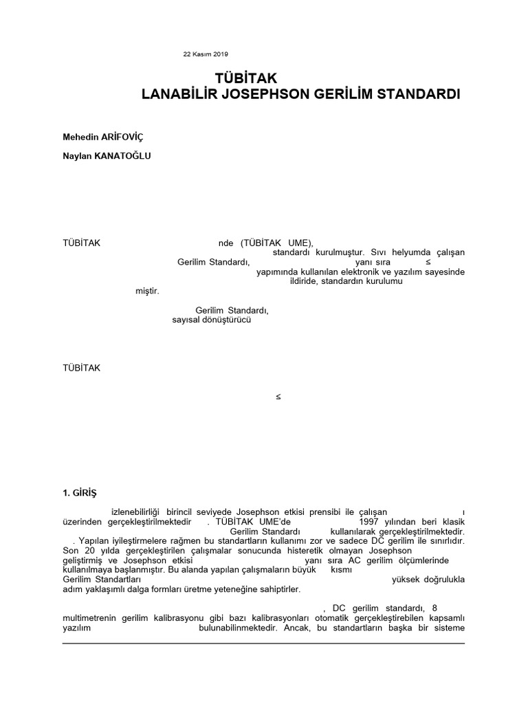 UME Program: Tübitak Lanabilir Josephson Gerilim Standardi | PDF