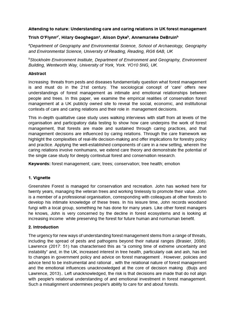 Flynn Care Caring Forestry | PDF | Forest Management | Feeling