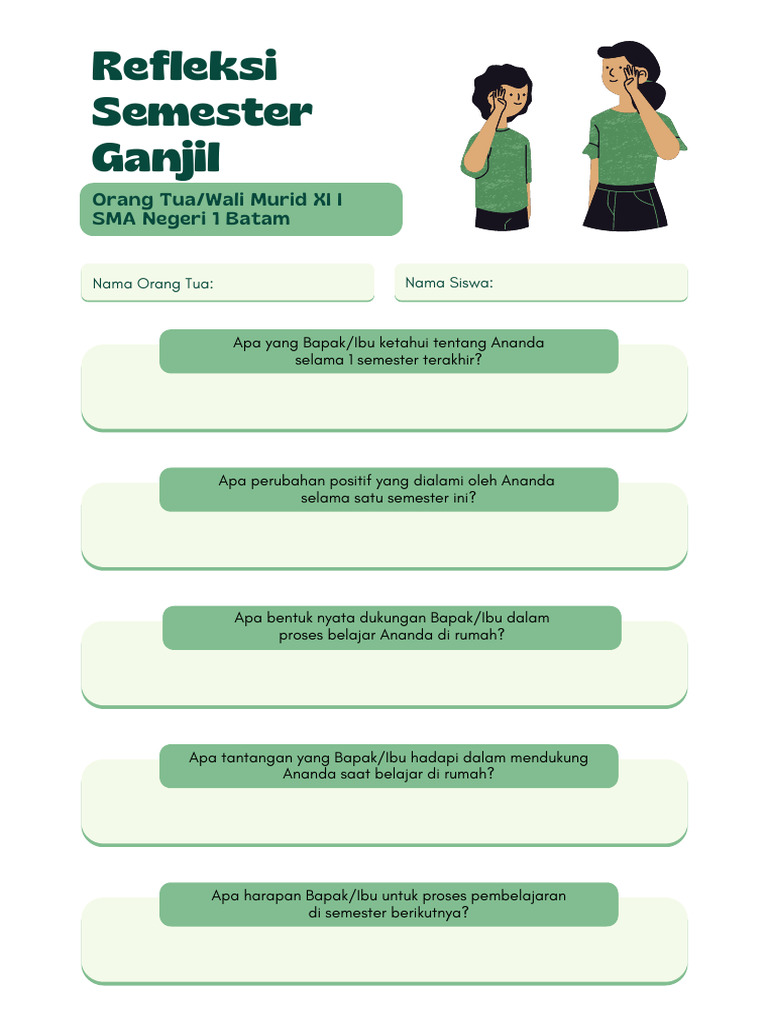 Refleksi Pembelajaran Siswa Semester Ganjil | PDF
