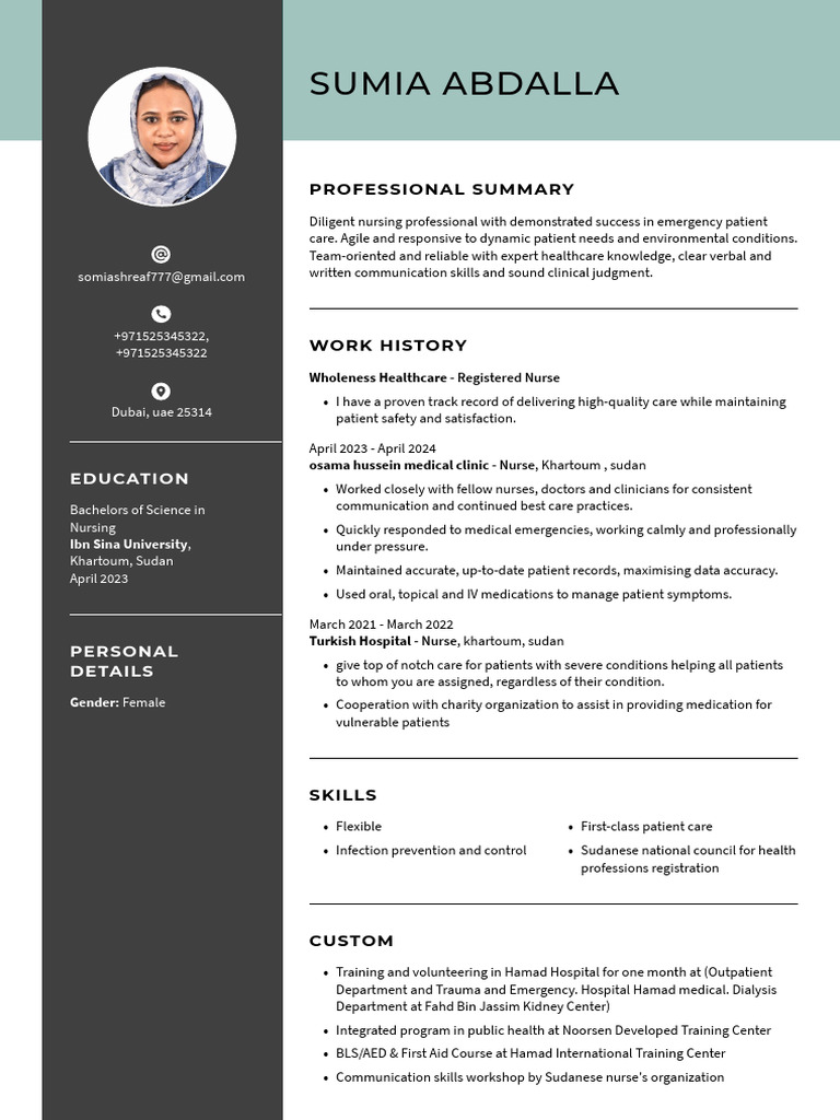 Sumia Abdalla CV 2 240817 095606 | PDF | Nursing | Patient