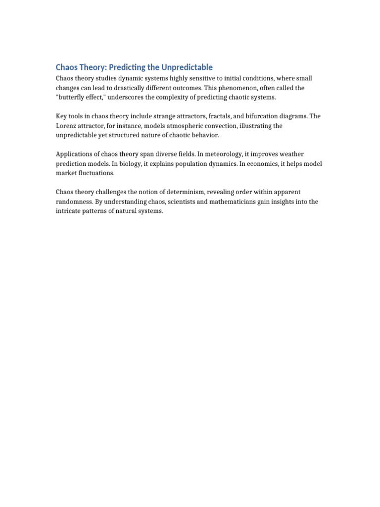 Chaos Theory Predicting The Unpredictable | PDF