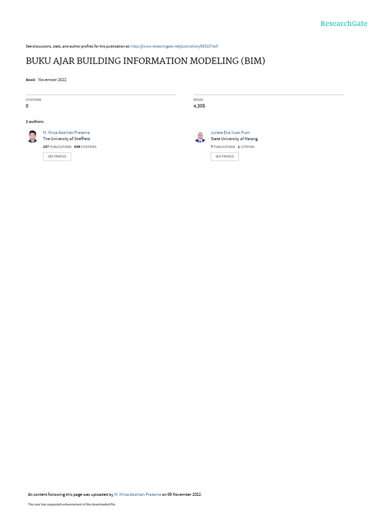 Buku Ajar Building Information Modeling (Bim) : November 2022 | PDF