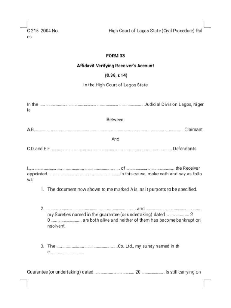 AFFIDAVIT VERIFYING RECEIVER'S ACCOUNT FORM33 - Phoenix | PDF