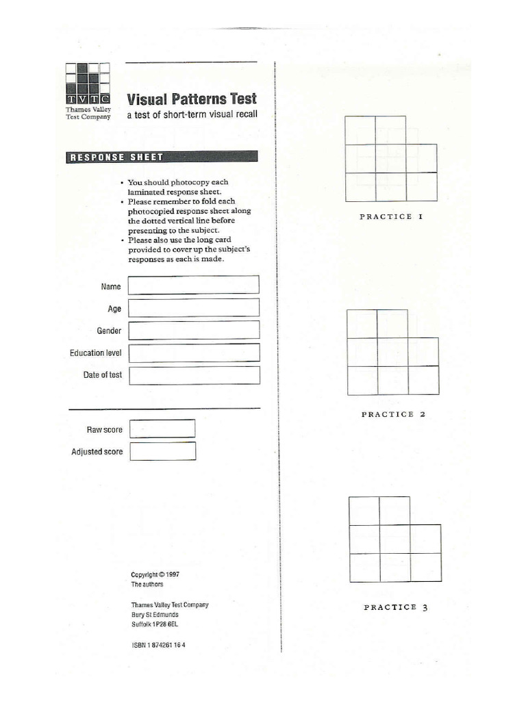 VPT Response Sheet | PDF