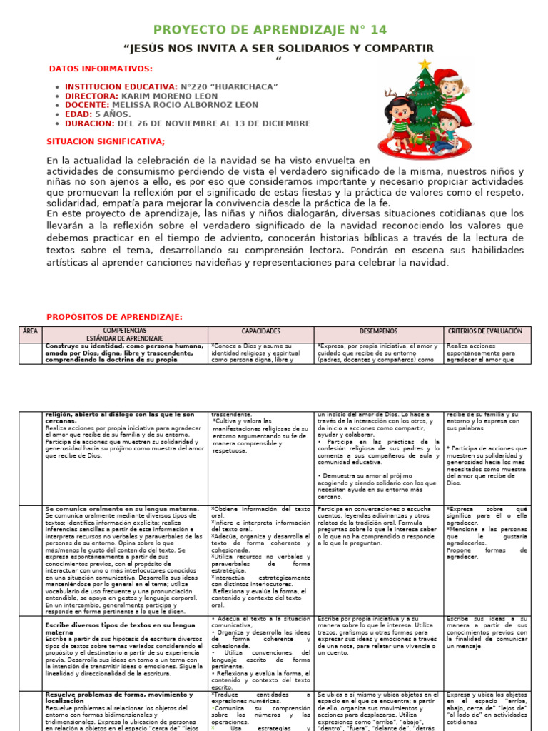 Proyecto de Aprendizaje: Navidad y Valores | PDF | Navidad | Bailes