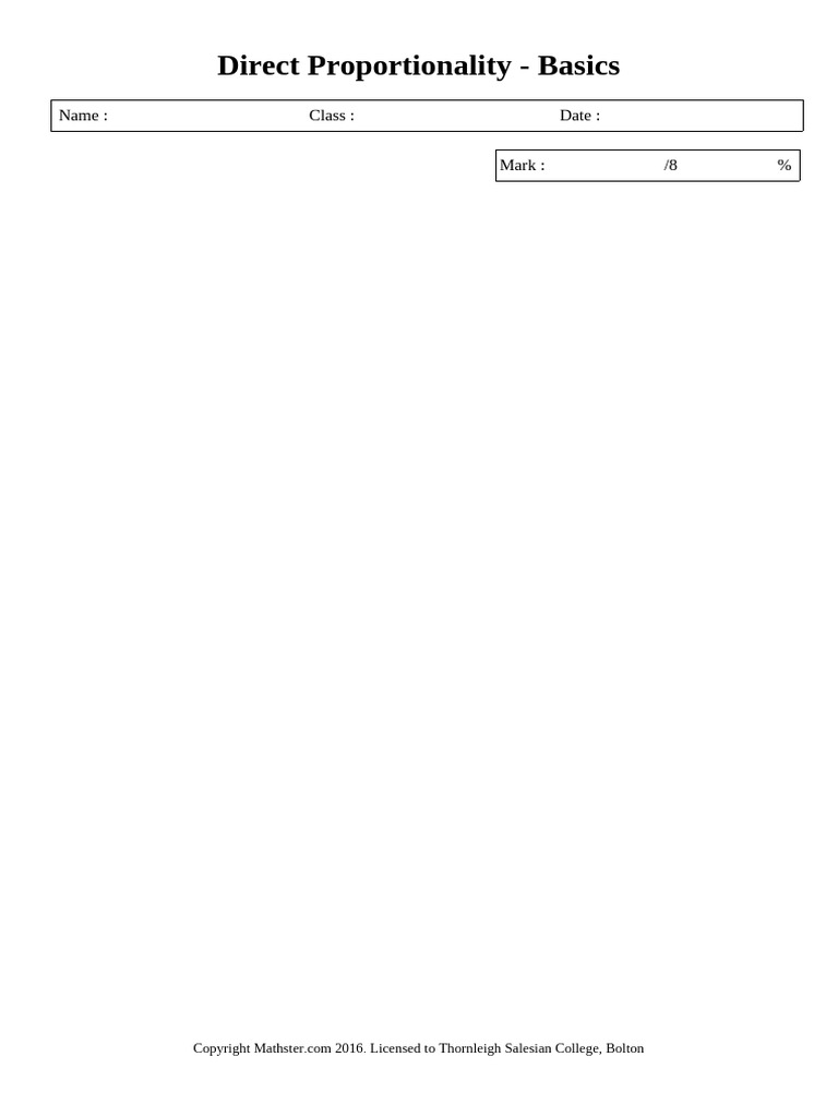 Direct Proportionality - Basics - 1 | PDF