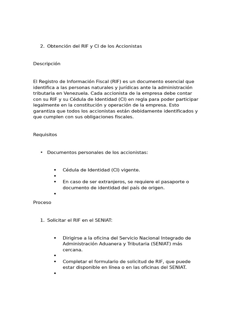Guía para RIF y CI de Accionistas | PDF | Economias | Documento de identidad