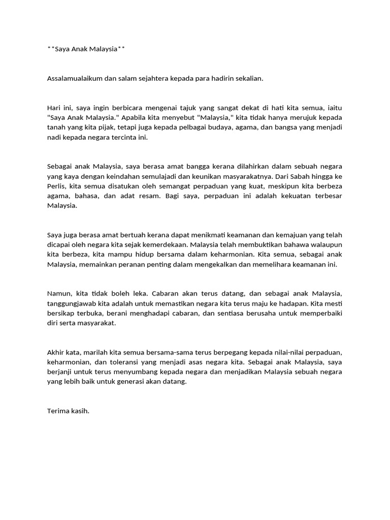 PIDATO 1 Saya Anak Malaysia | PDF