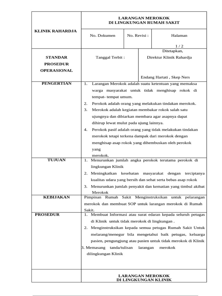 Sop Larangan Merokok - Compress | PDF