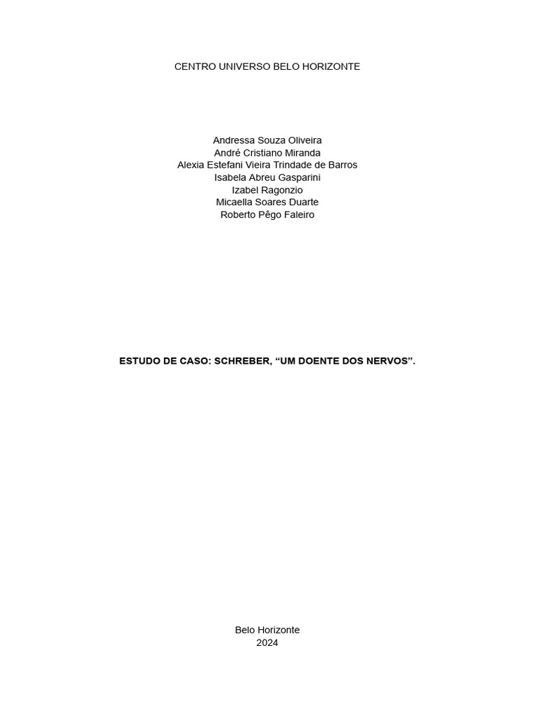 Análise do Caso Schreber por Freud | PDF | Sigmund Freud | Ilusão