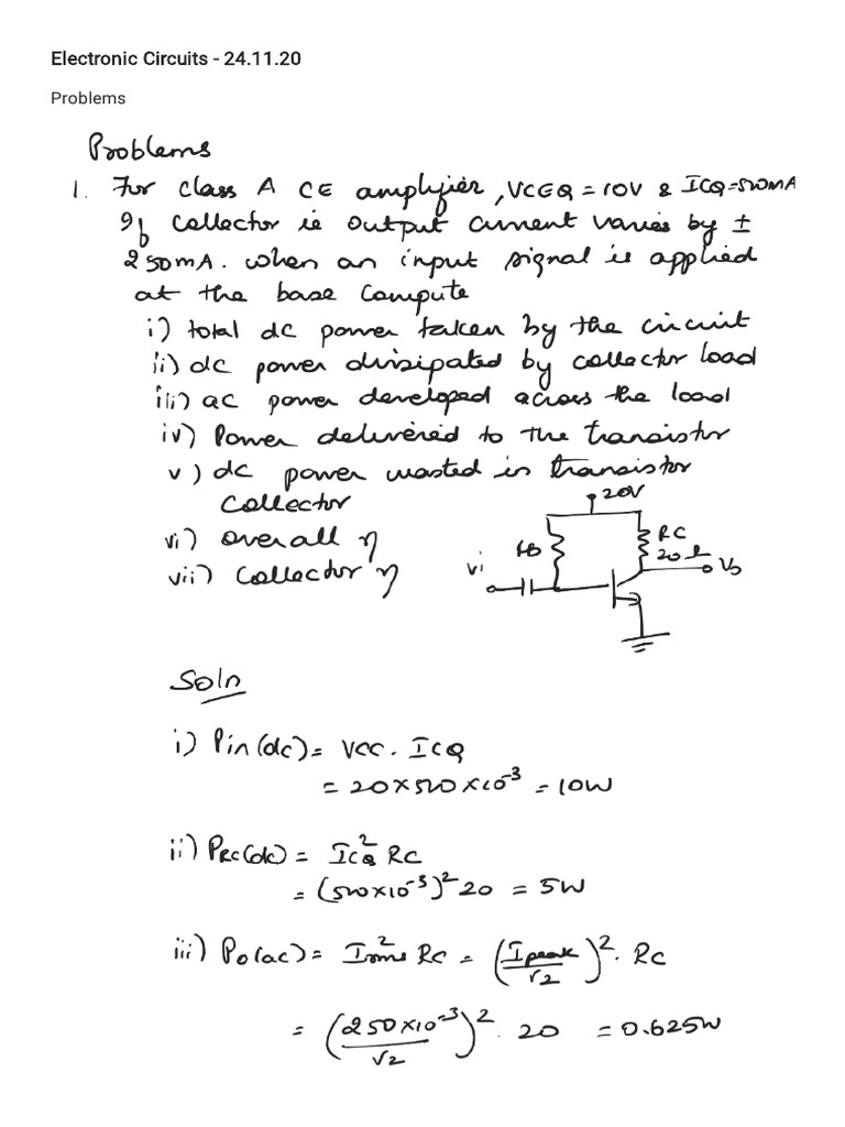 Problems in Power Amplifier | PDF
