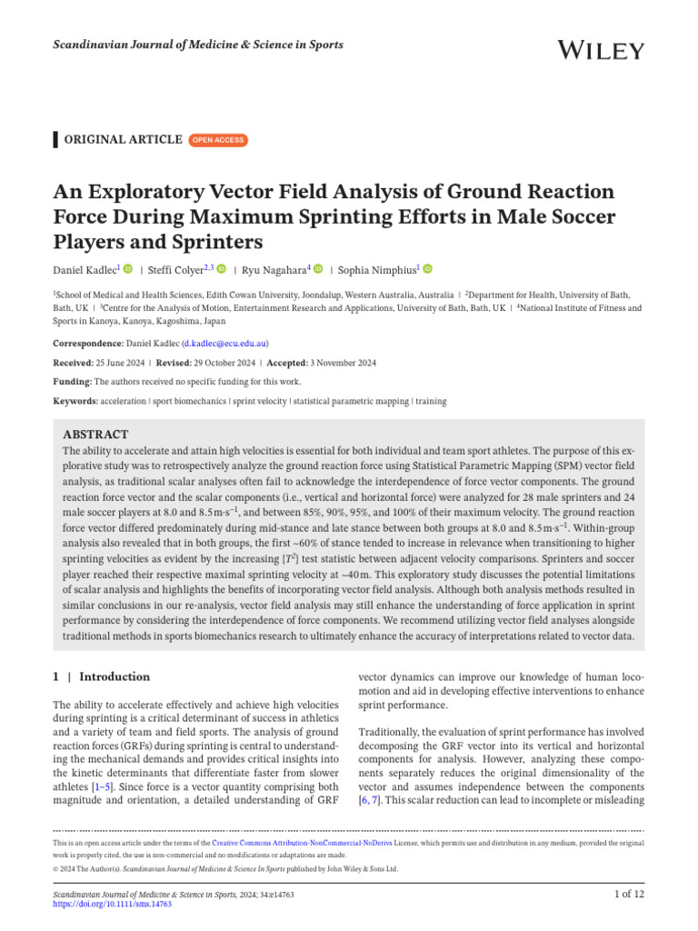 Ground Reaction Forces in Sprinting Analysis | PDF | Force | Euclidean ...