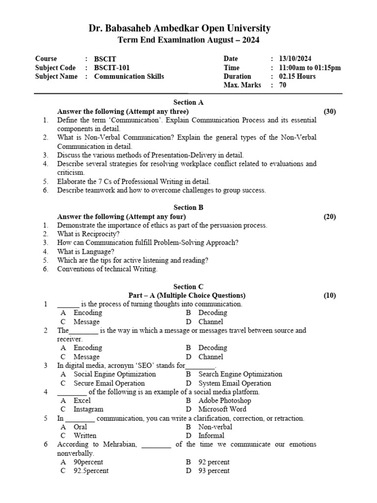 Bscit 101 | PDF | Communication | Nonverbal Communication