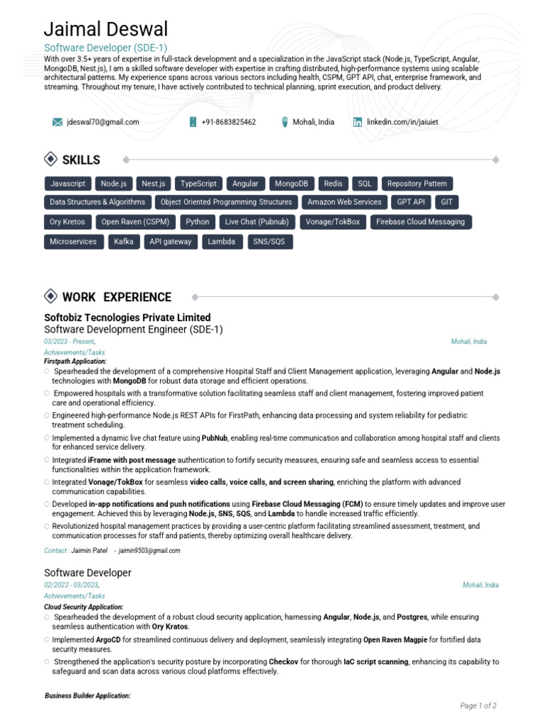 jaimal-resume | PDF | Cloud Computing | Java Script