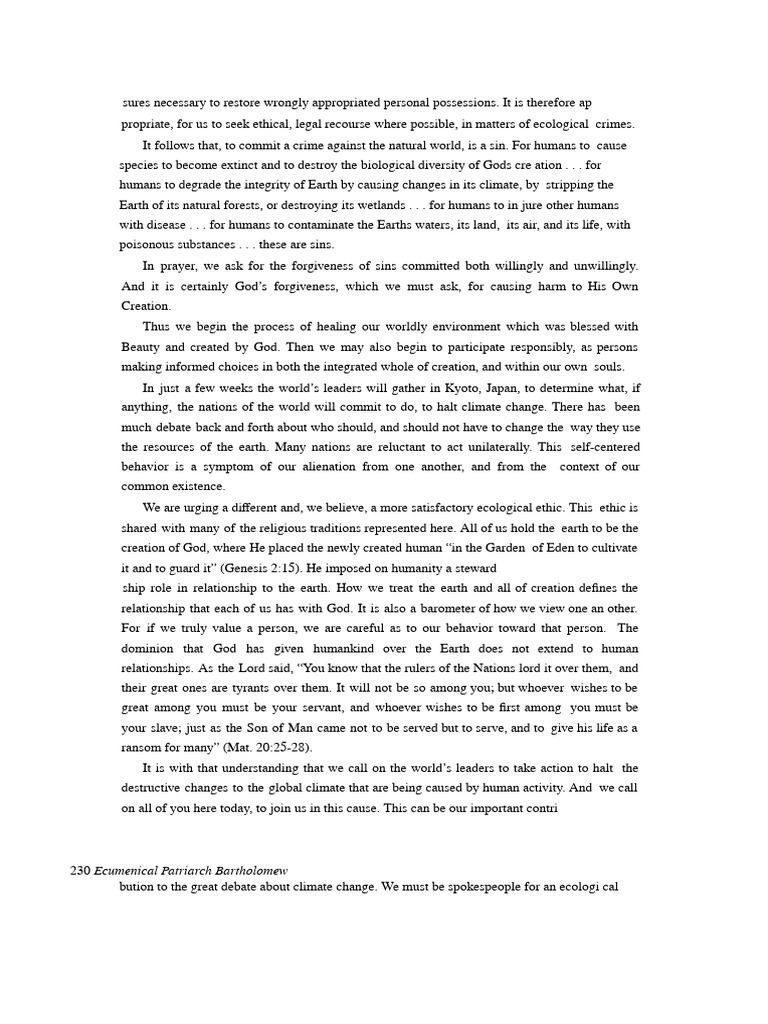 Christianity and Ecology | PDF | Bible | Theology