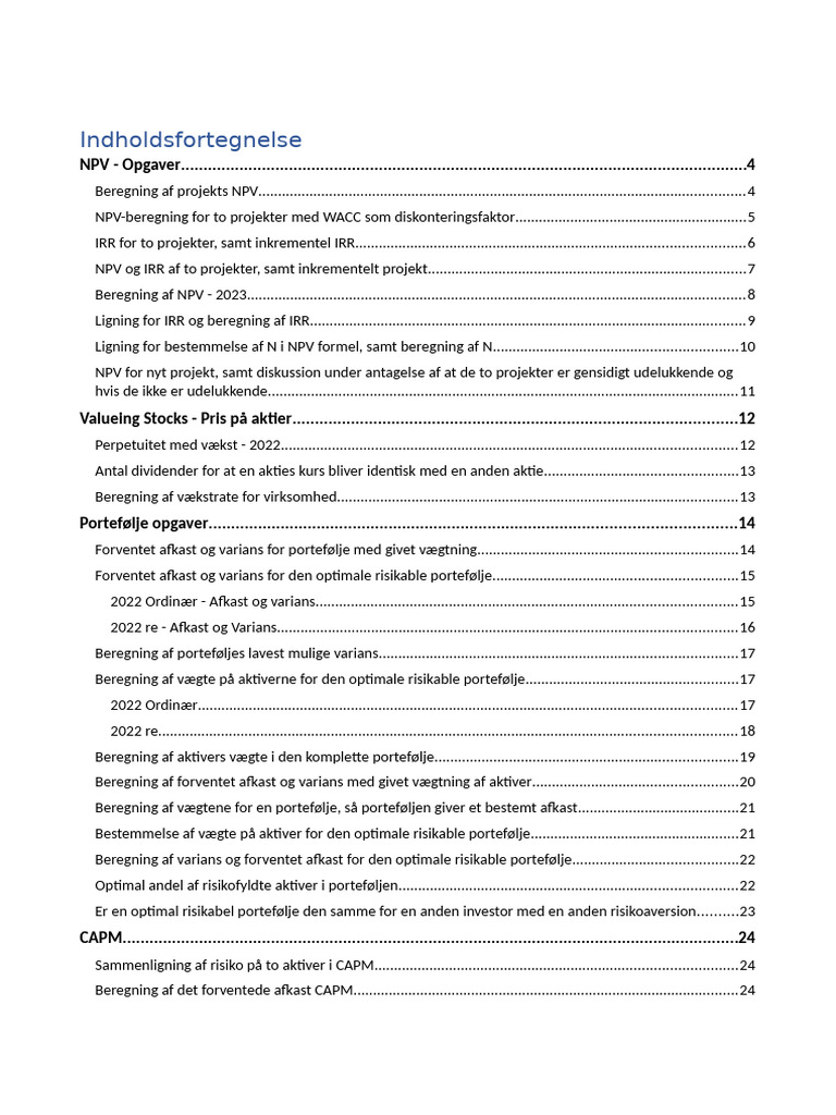Eksamens Opgaver - Finansiering | PDF