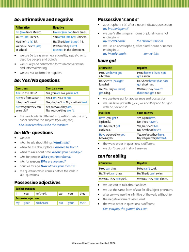WeBe L1 English Grammar Reference | PDF | Plural | Noun