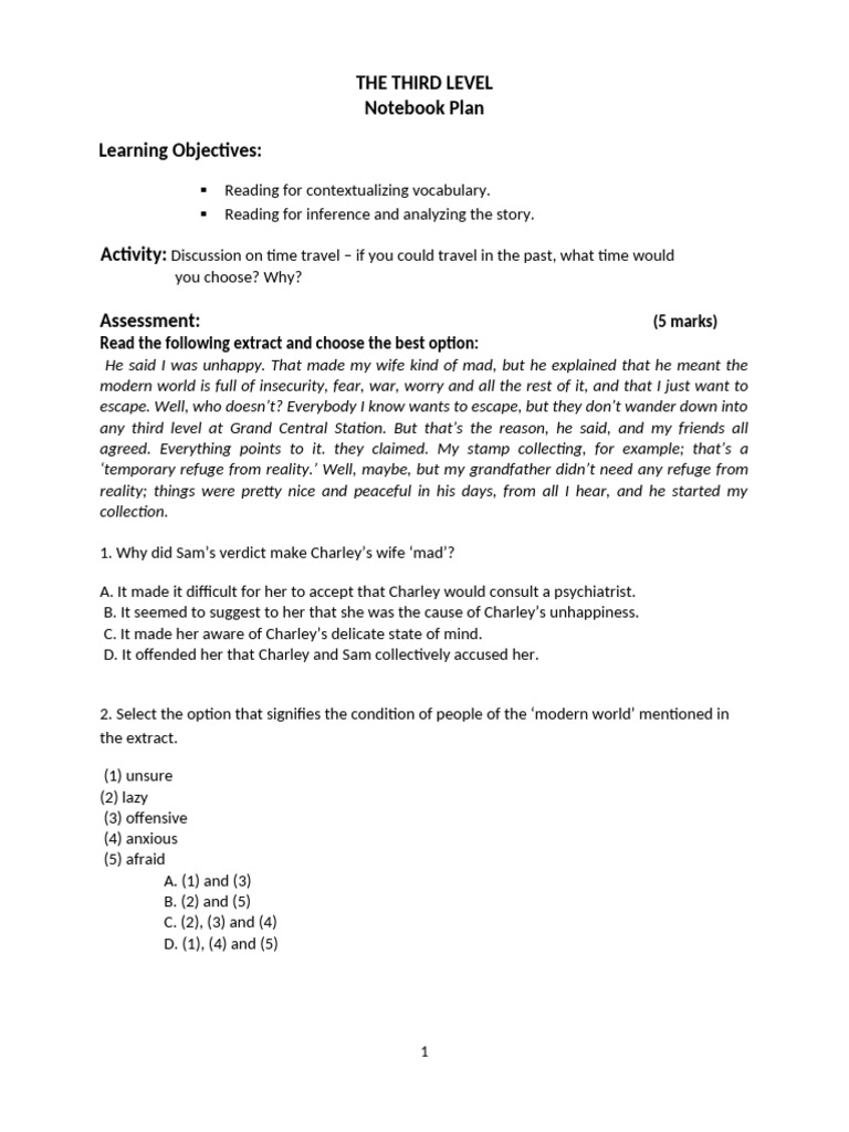 THE THIRD LEVEL - Notebook Plan | PDF | Cognition | Cognitive Science